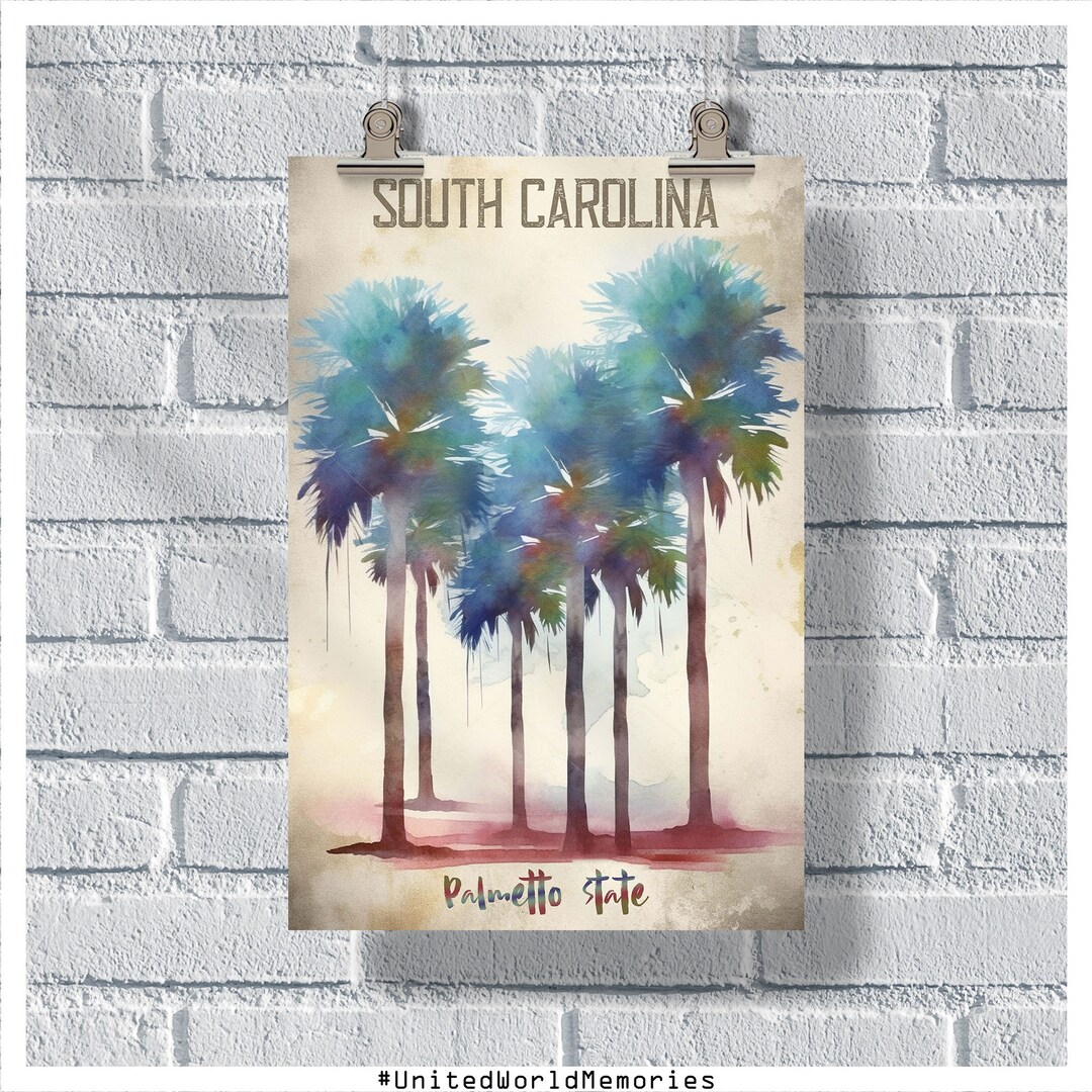 South Carolina Travel Poster, Palmetto State Poster, SC Vintage Poster ...