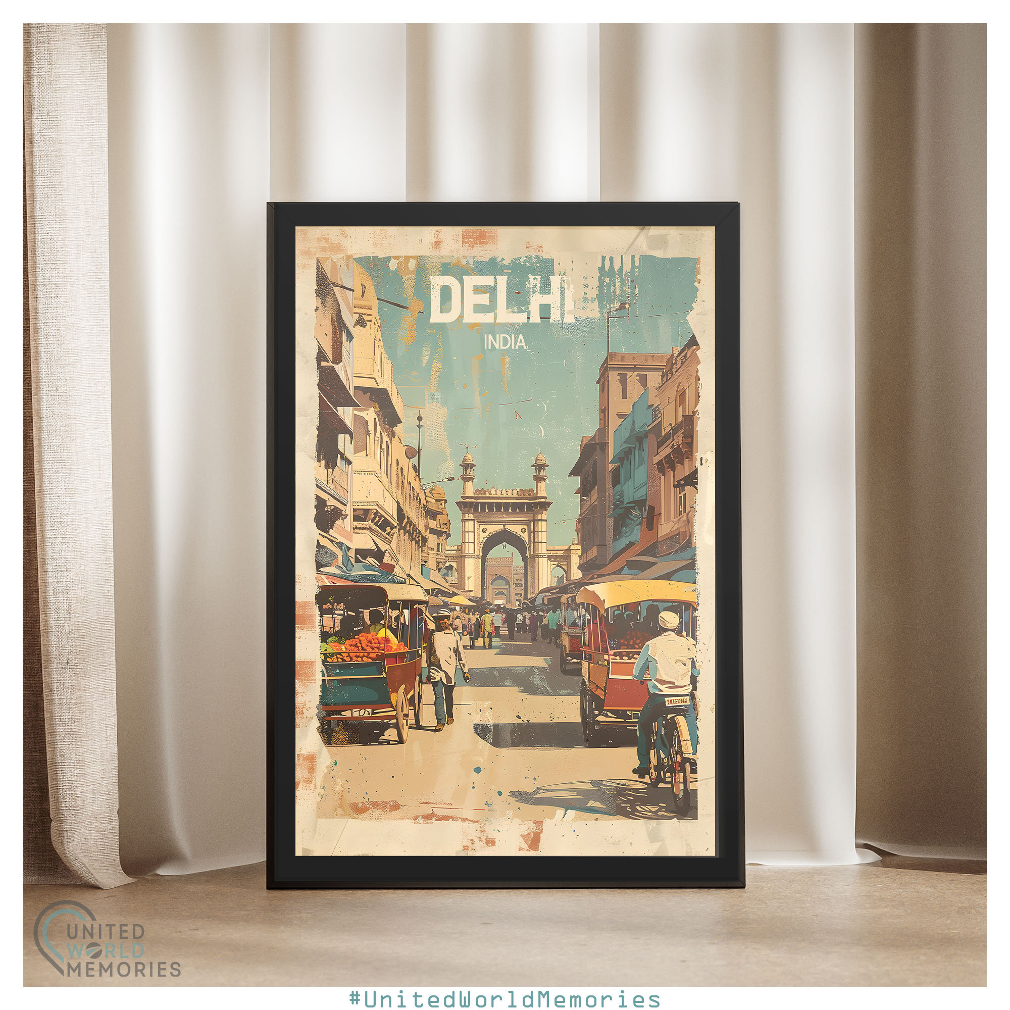 Delhi Vintage Old Delhi Poster, Delhi Travel Print, India Retro Wall ...