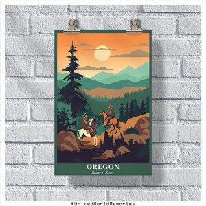 Oregon Travel Poster, Beaver State Poster, Oregon Vintage Poster, Wall ...
