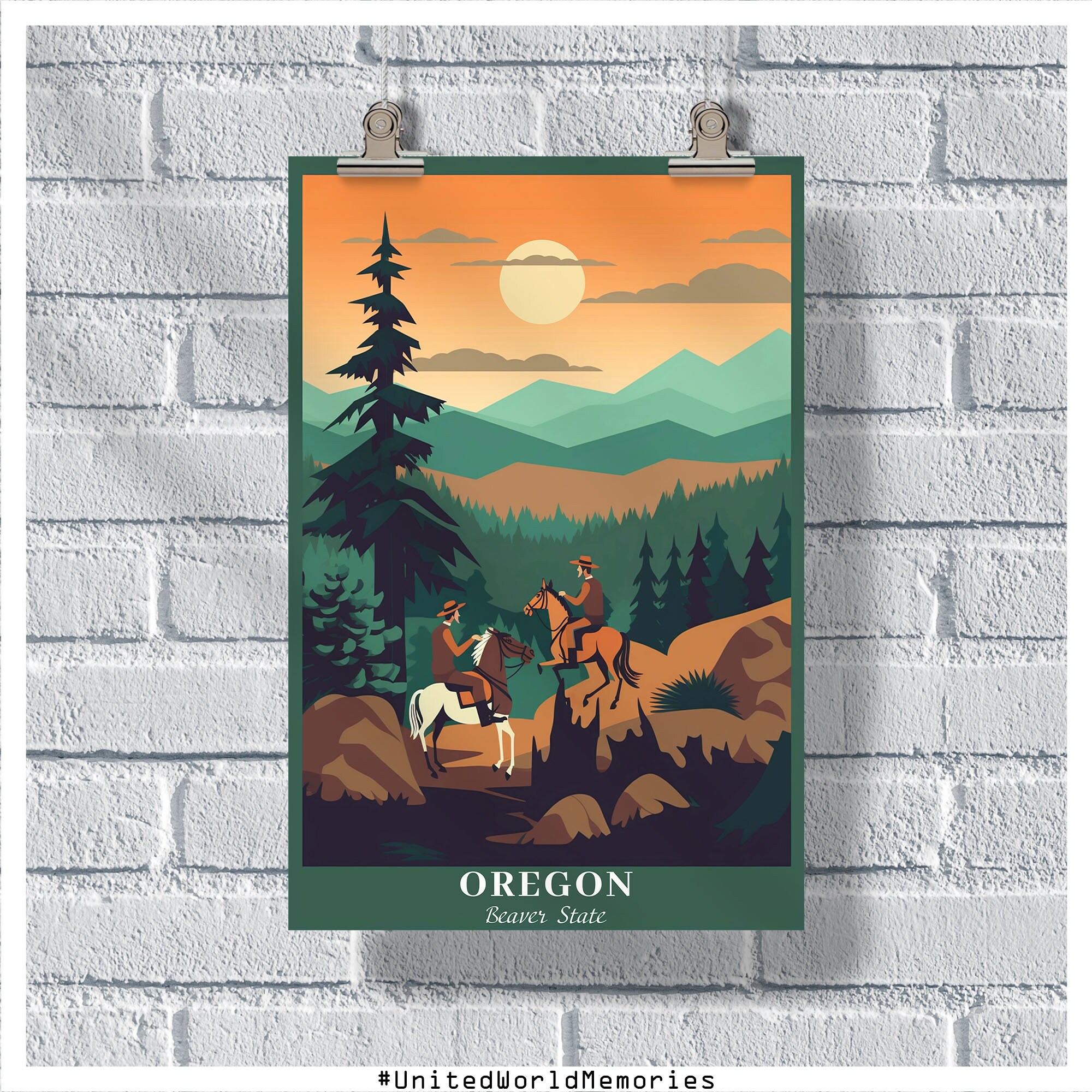 Oregon Travel Poster, Beaver State Poster, Oregon Vintage Poster, Wall ...