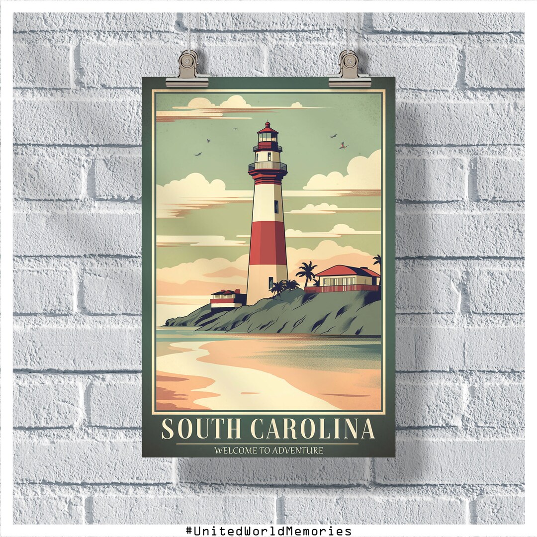 South Carolina Travel Poster, Welcome to SC Poster, SC Vintage Poster ...