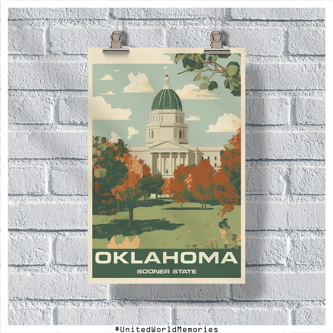 Oklahoma Travel Poster, Sooner State Poster, Oklahoma Vintage Poster ...