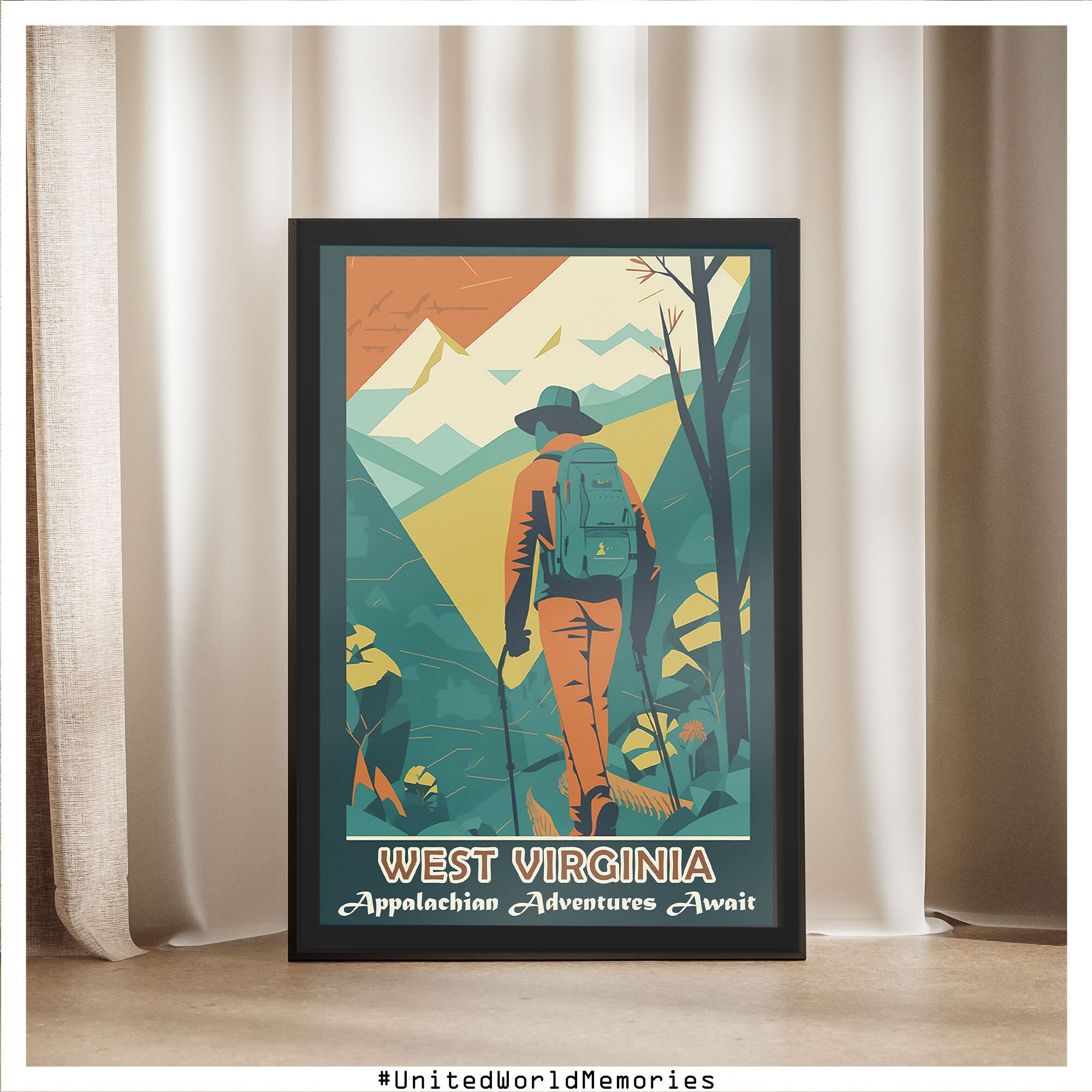 West Virginia Travel Poster, Appalachian Adventures Await Poster, West ...