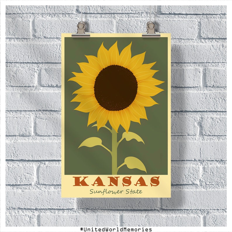 Kansas Travel Poster, Sunflower State Poster, Kansas Vintage Poster ...