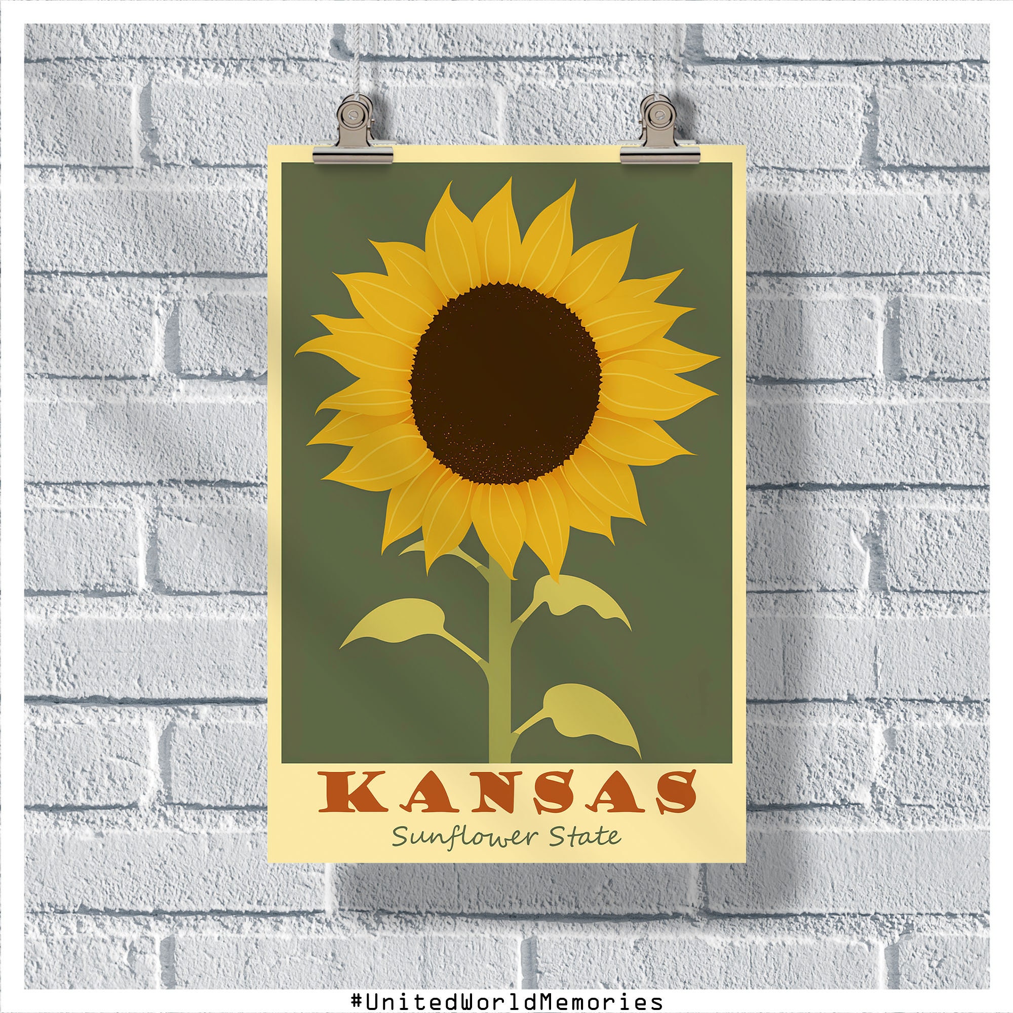 Kansas Travel Poster, Sunflower State Poster, Kansas Vintage Poster ...