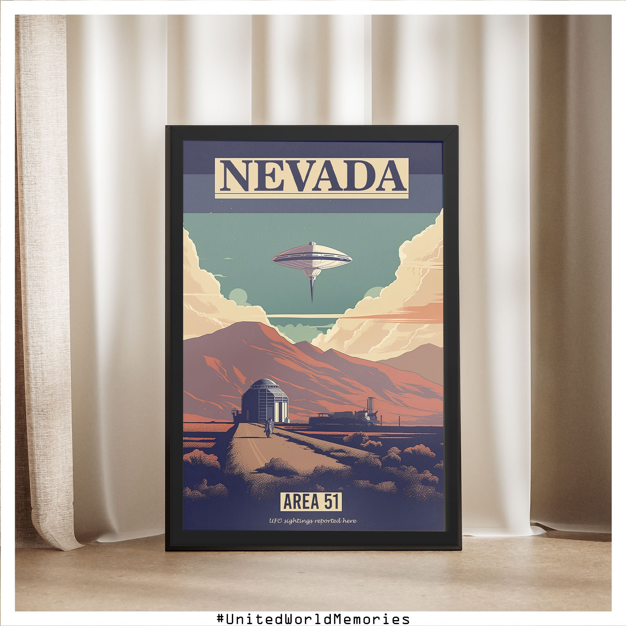 Nevada Travel Poster, Area 51 Poster, Nevada Vintage Poster, Wall Decor ...