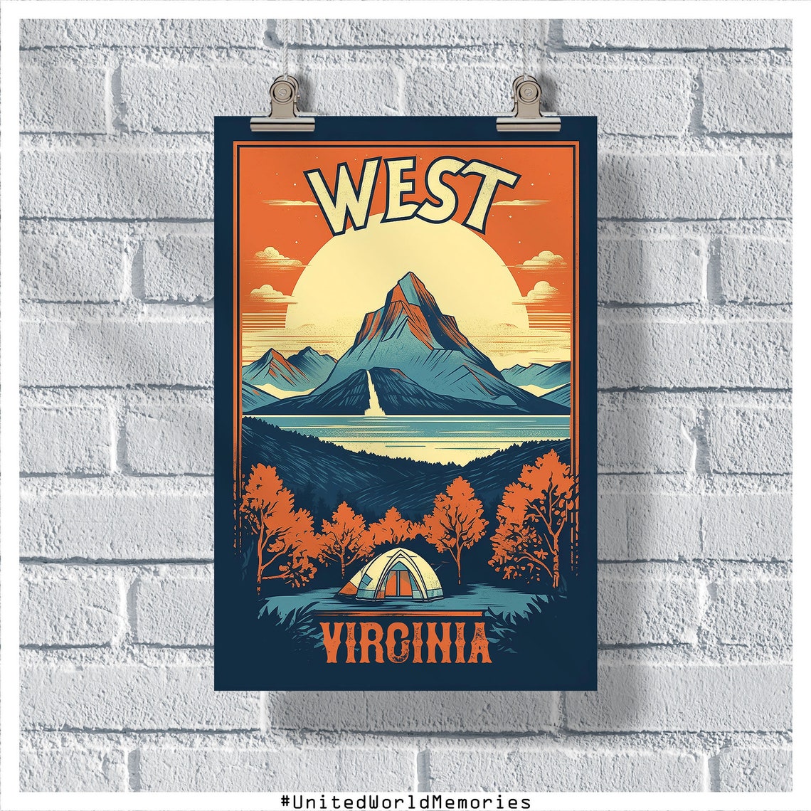 West Virginia Travel Poster, West Virginia Camping Poster, West ...