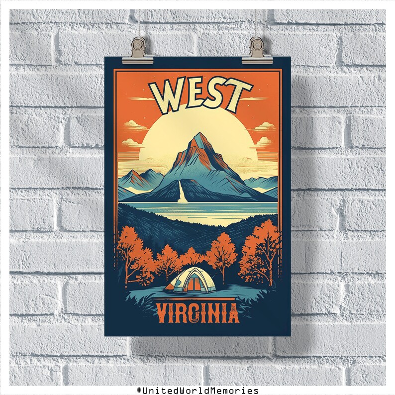West Virginia Travel Poster, West Virginia Camping Poster, West ...