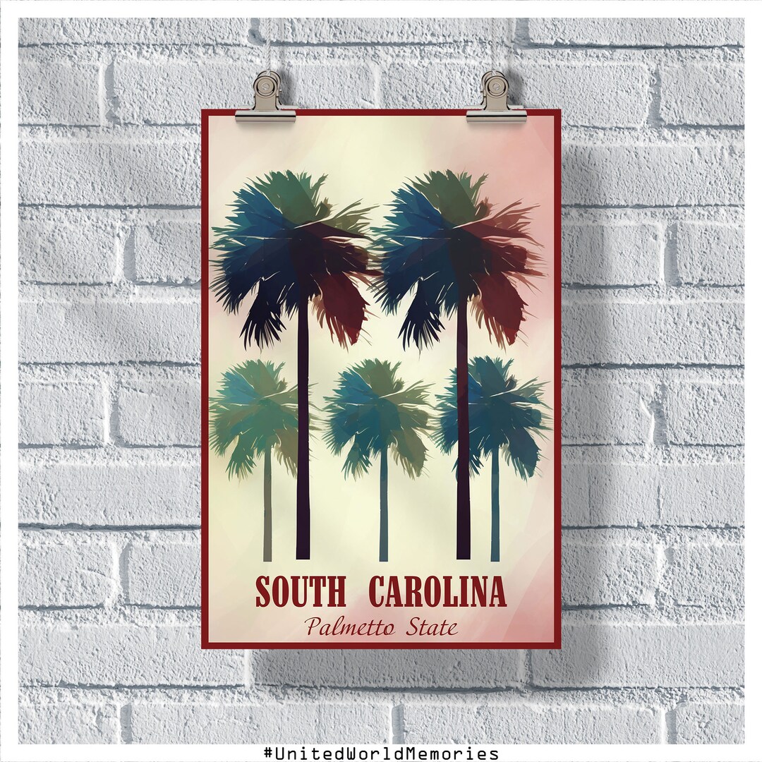 South Carolina Travel Poster, Palmetto State Poster, SC Vintage Poster ...