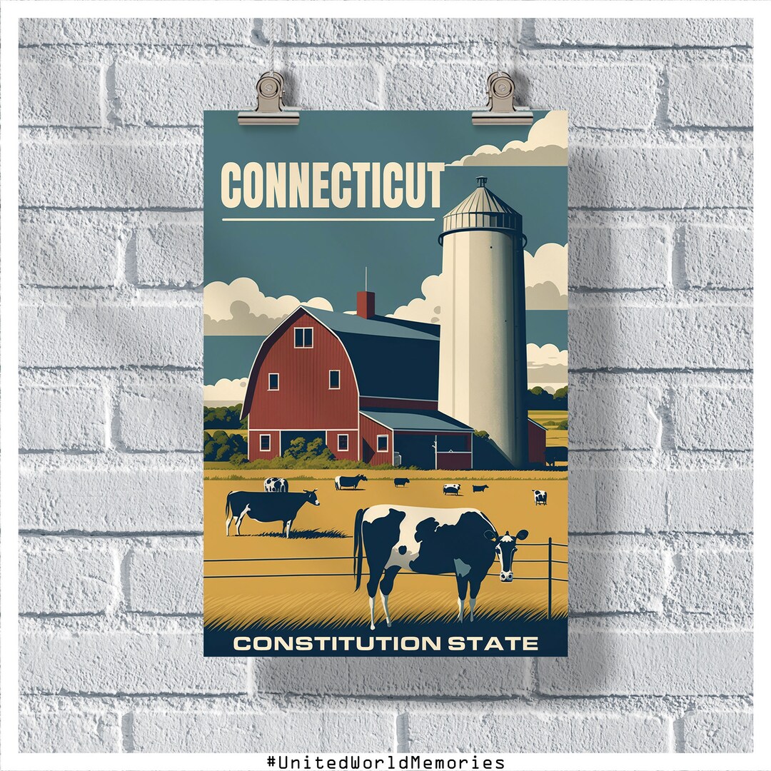 Connecticut Travel Poster, Constitution State Poster, Connecticut ...