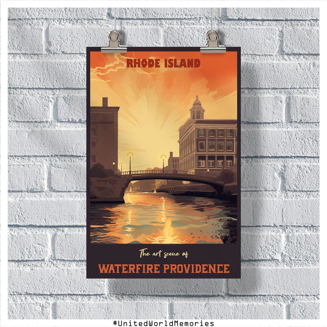 Rhode Island Travel Poster, Waterfire Providence Poster, RI Poster ...