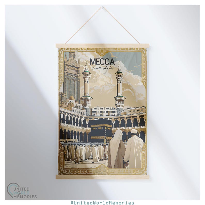 Mecca Abraj Al Bait Clock Tower Poster, Saudi Arabia Travel Poster ...