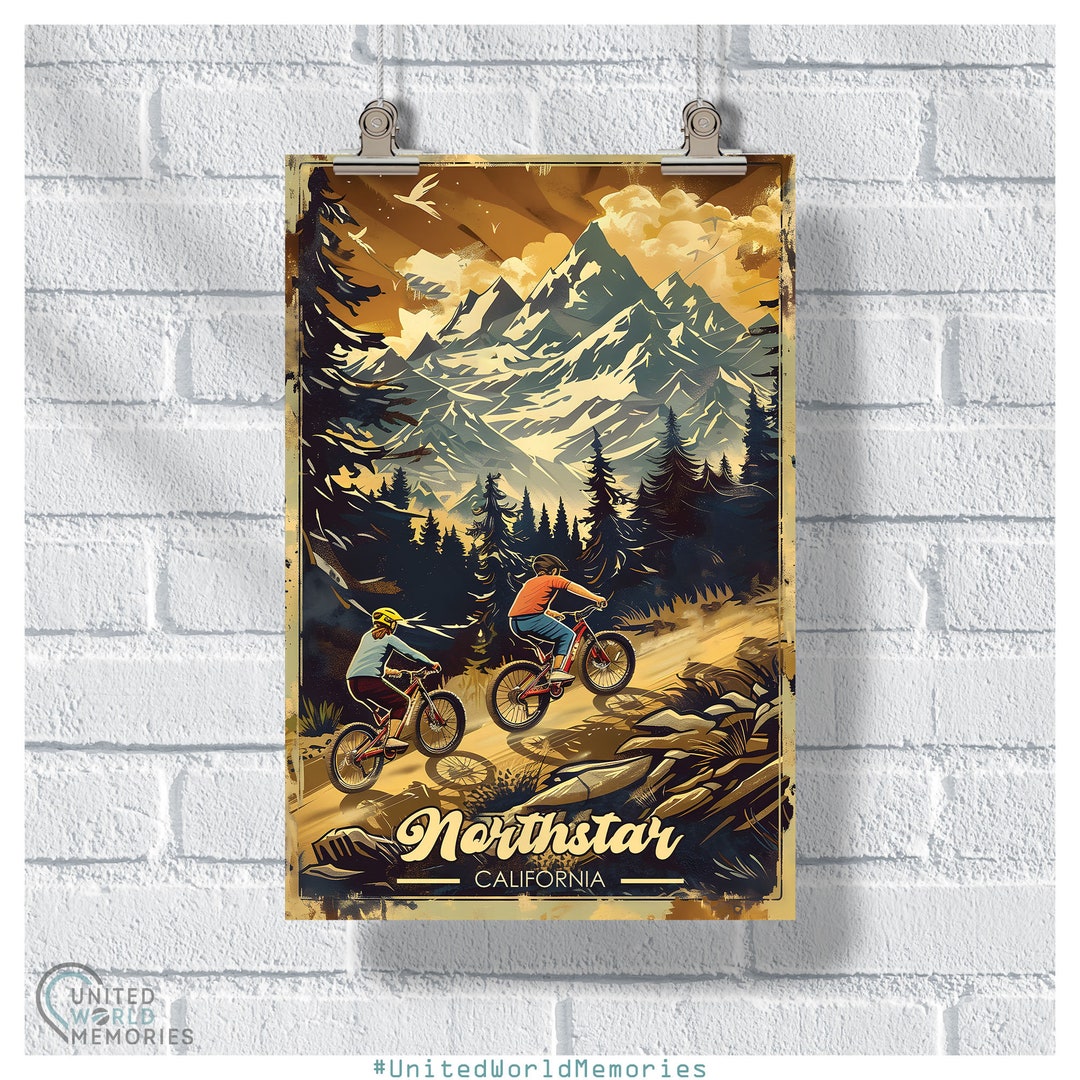 Northstar Retro Couple Poster, Mountain Bike Gift, California Poster ...
