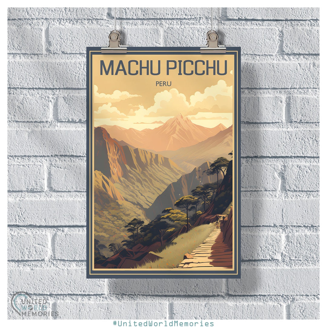 Machu Picchu Inca Trail Poster, Machu Picchu Print, Peru Art, Machu ...