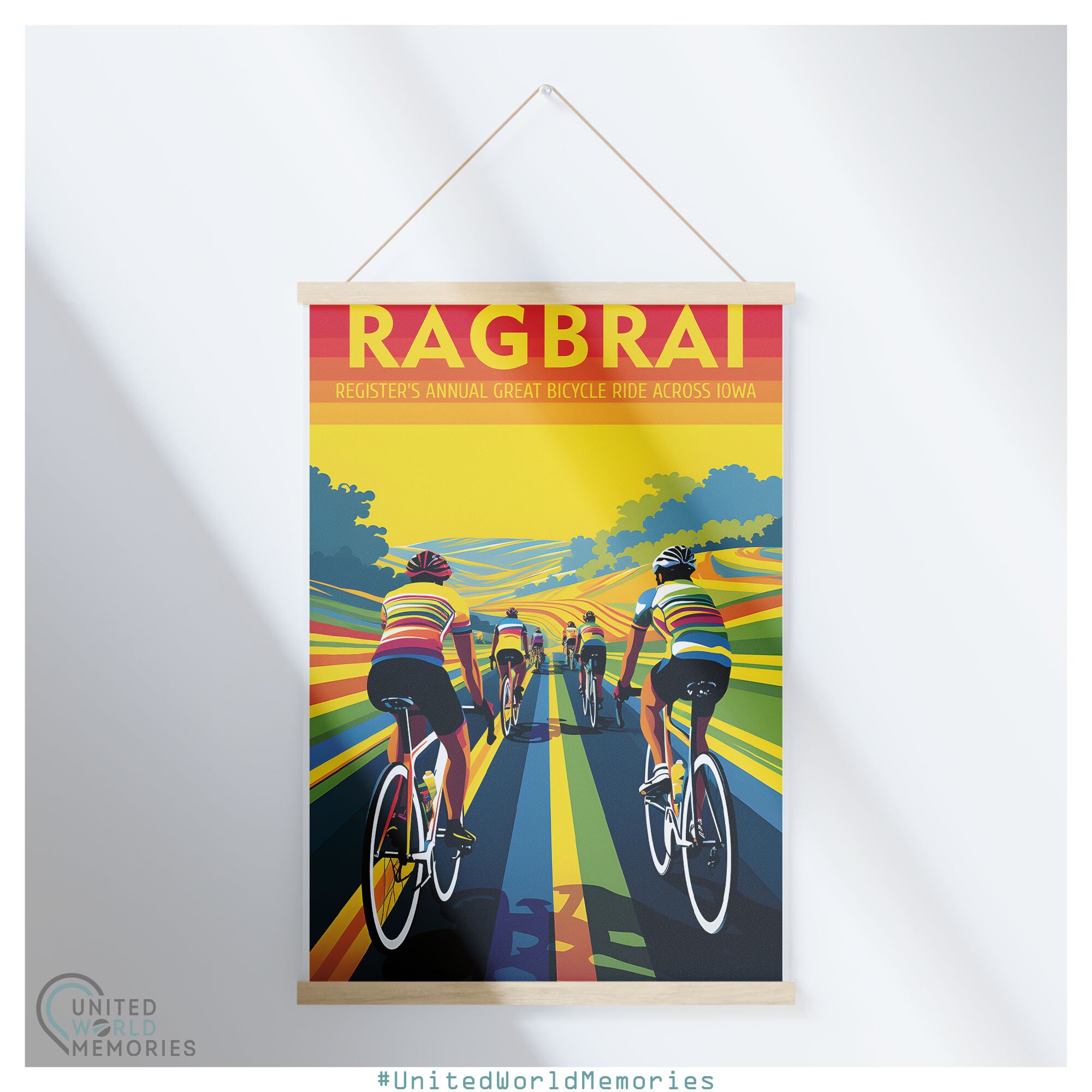RAGBRAI Dynamic Cycling Poster, Iowa USA Vintage Retro Print, Cycling Lovers Gift - Etsy