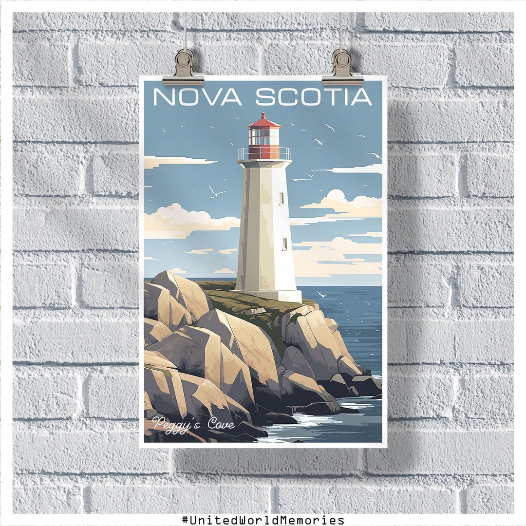 Peggy's Cove Lighthouse Poster: Nova Scotia Vintage Travel Art - Etsy