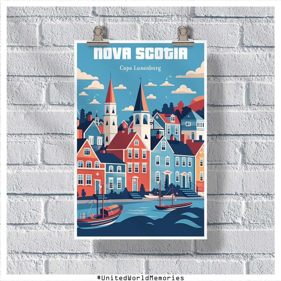 Nova Scotia Travel Poster, Cape Lunenburg Poster, Canada Poster, Nova ...
