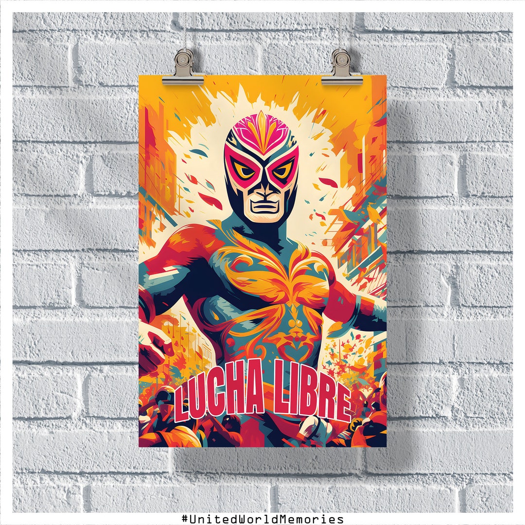 Mexico Lucha Libre Wrestling Poster, Mexico Travel Poster, Mexico City Vintage Retro Print ...