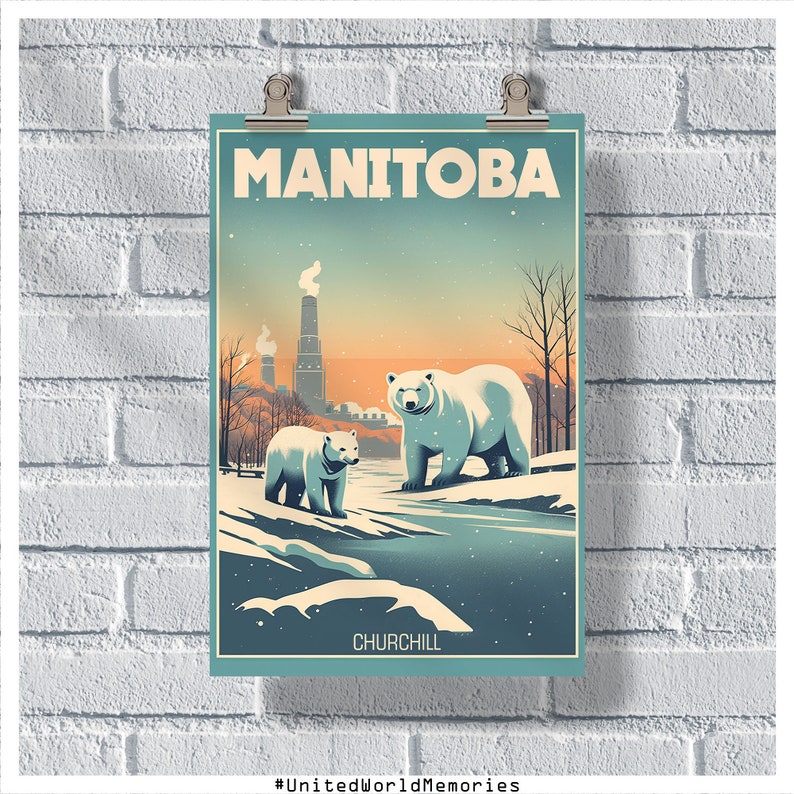 Manitoba Travel Poster, Churchill Polar Bears Poster, Canada Poster ...