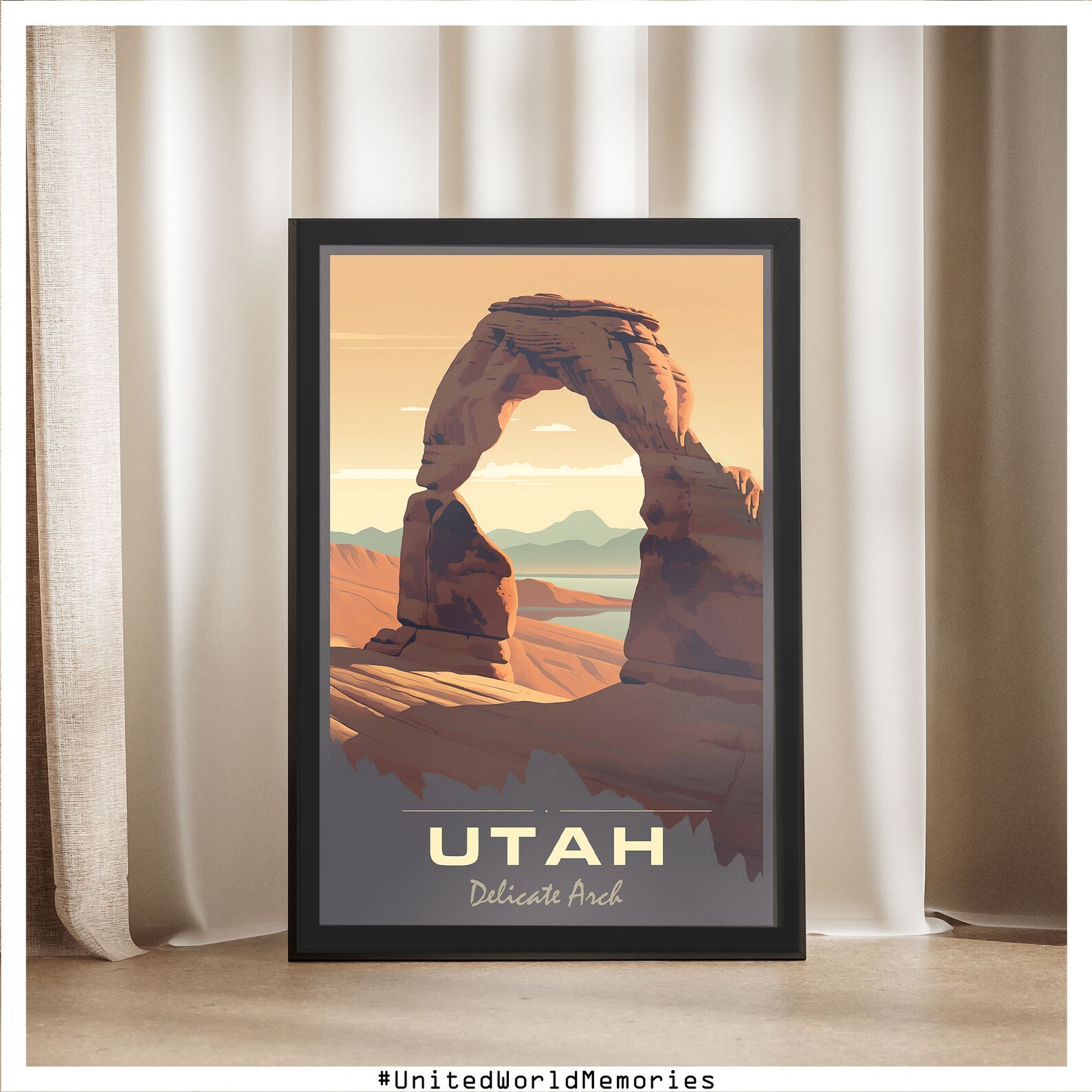 Utah Travel Poster, Delicate Arch Poster, Utah Vintage Poster, Wall ...