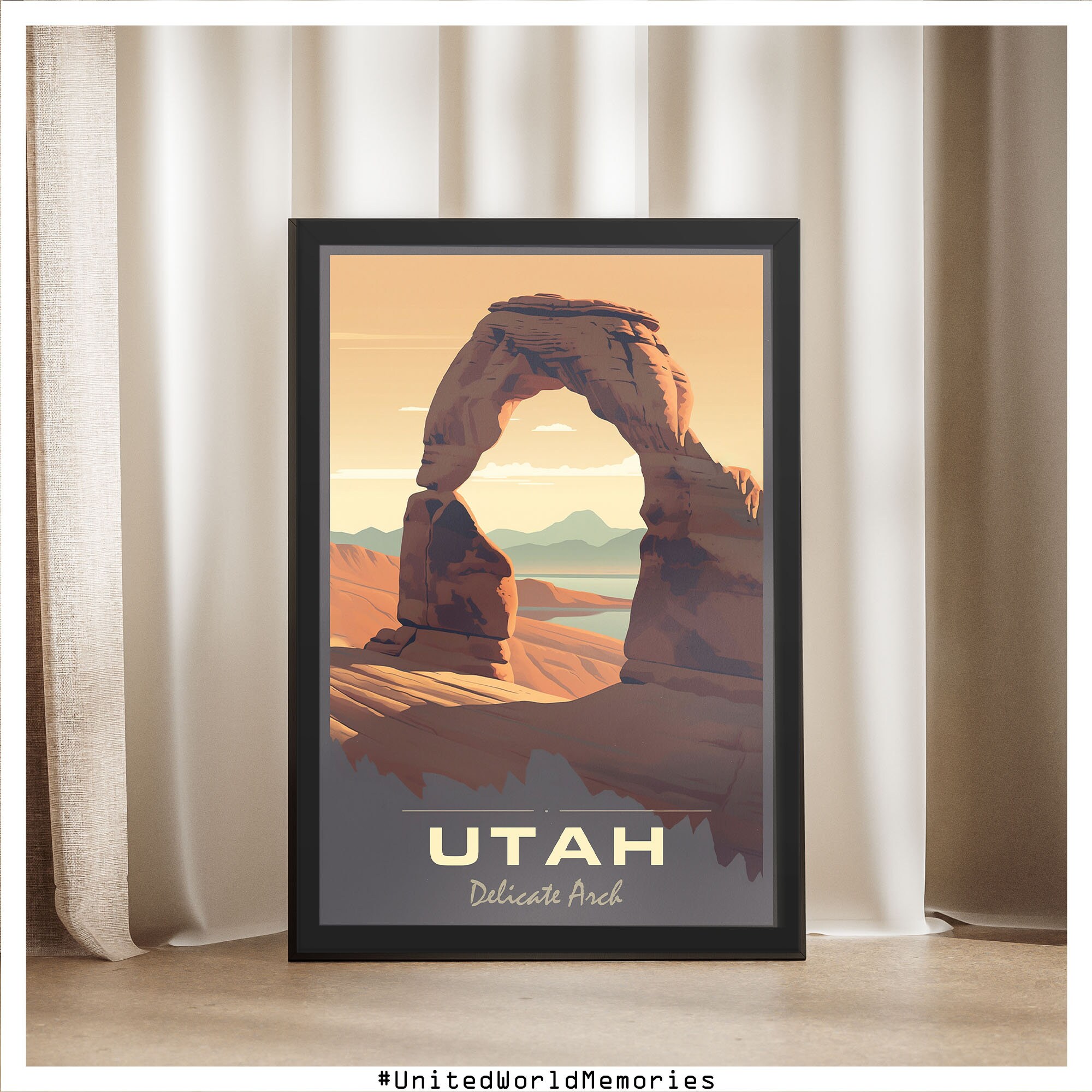 Utah Travel Poster, Delicate Arch Poster, Utah Vintage Poster, Wall ...