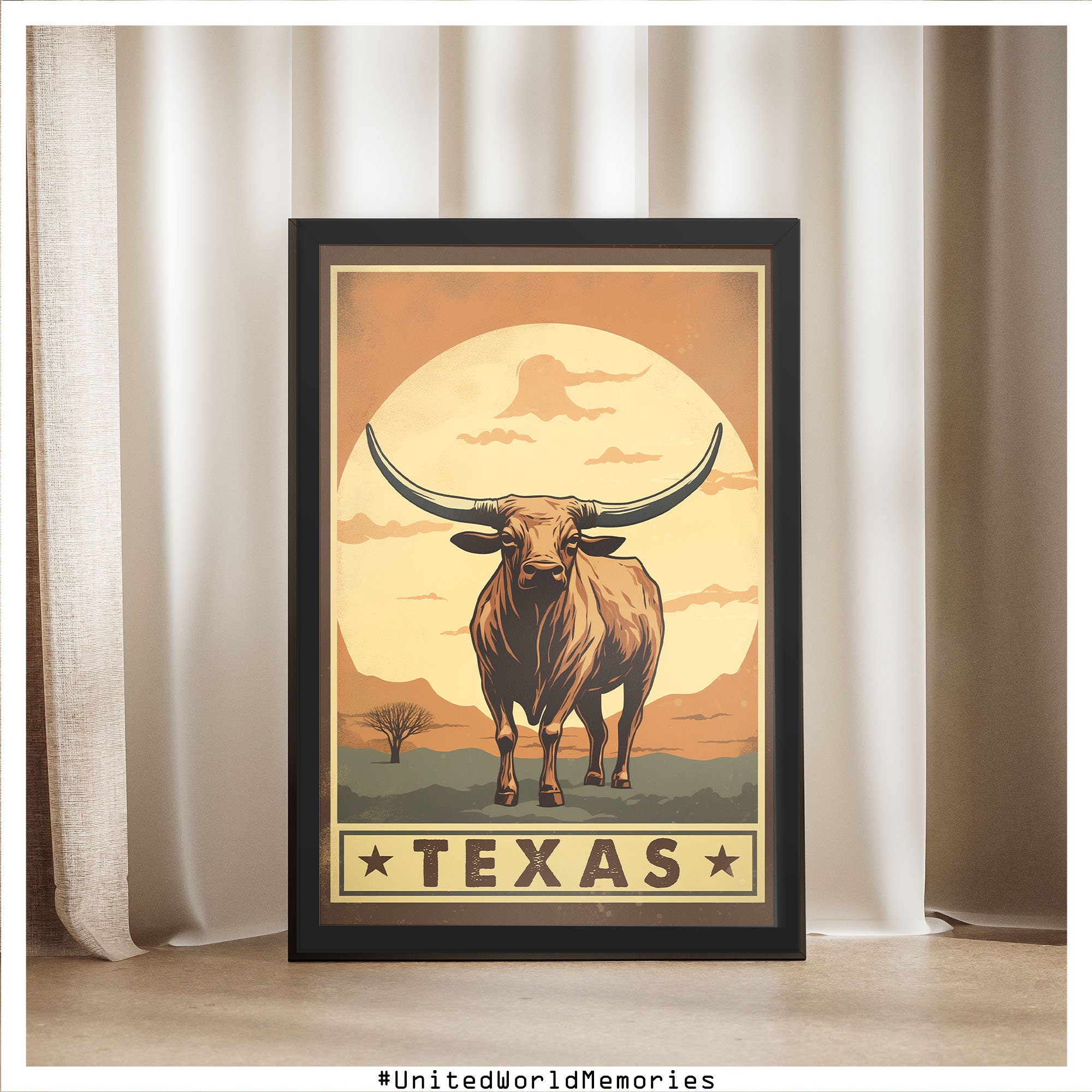 Texas Travel Poster, Texas Longhorn Poster, Texas Vintage Poster, Wall ...