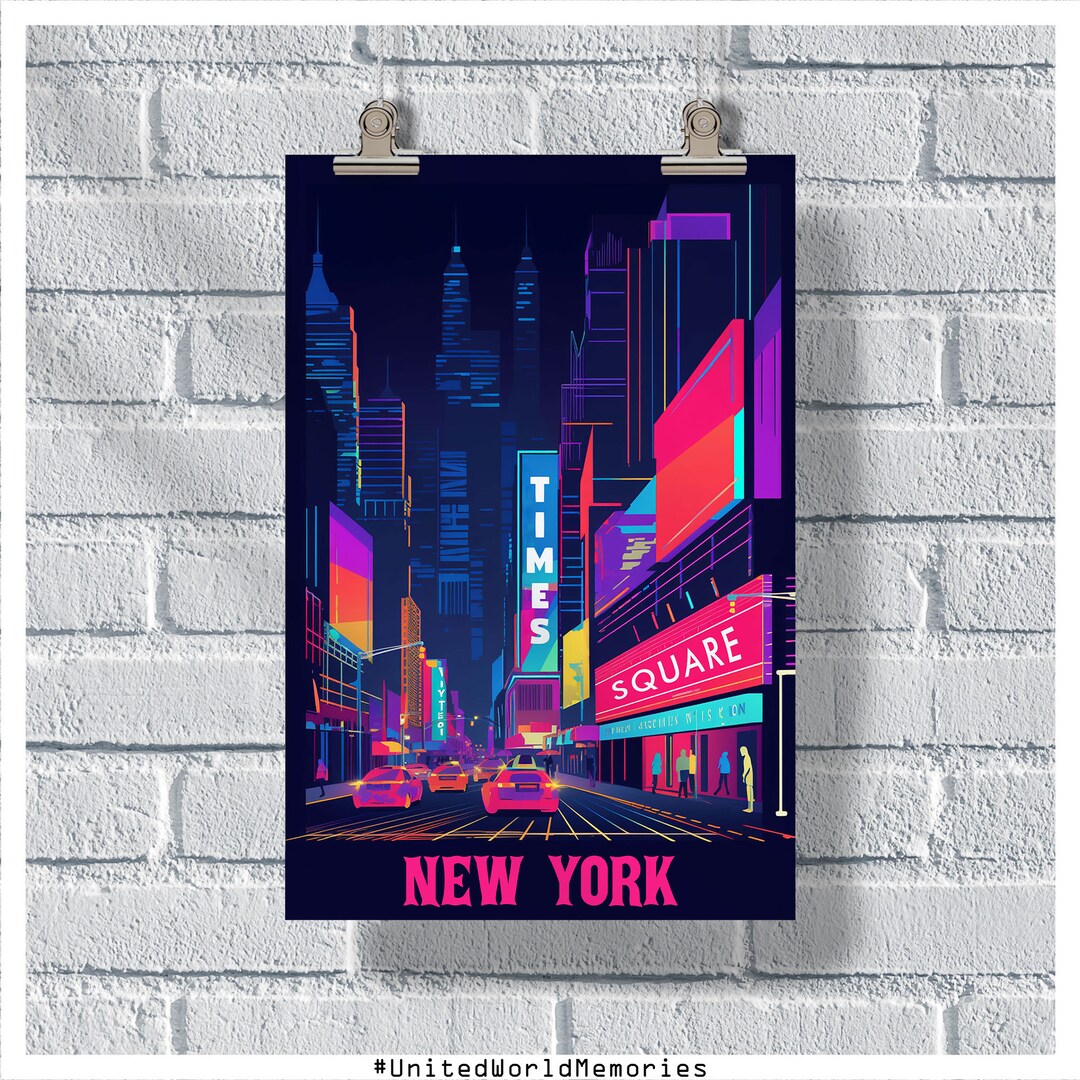 New York Travel Poster, Times Square Poster, New York Vintage Poster ...