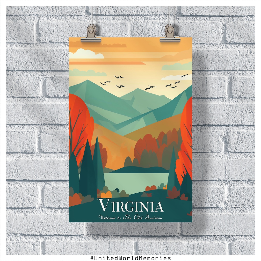 Virginia Travel Poster, the Old Dominion Poster, Virginia Vintage ...
