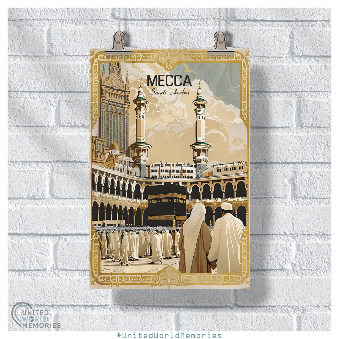 Mecca Abraj Al Bait Clock Tower Poster, Saudi Arabia Travel Poster ...