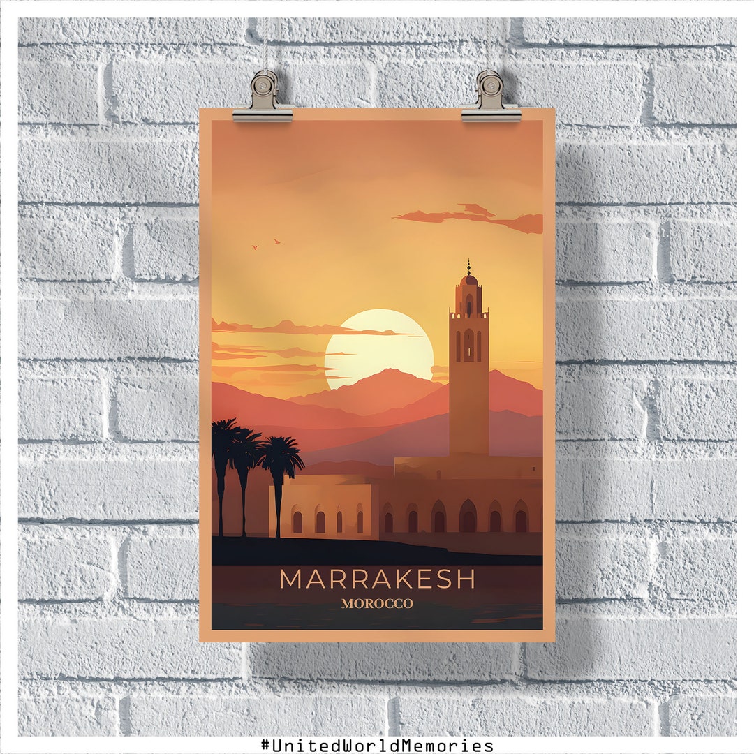 Marrakesh Koutoubia Mosque Poster, Morocco Travel Poster, Marrakesh ...