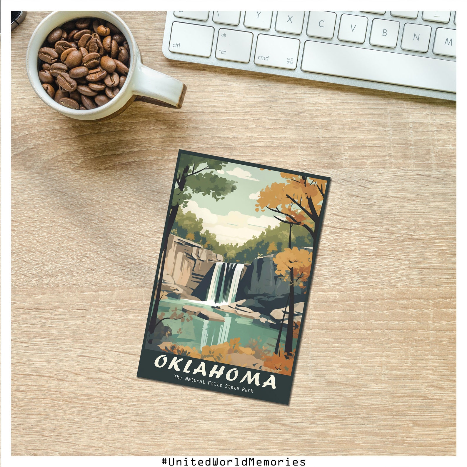 Oklahoma Travel Poster, the Natural Falls State Park Poster, Oklahoma ...