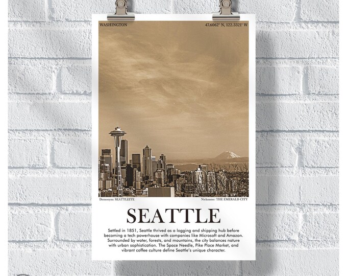 Seattle WA - Vintage Travel Poster - Etsy Canada