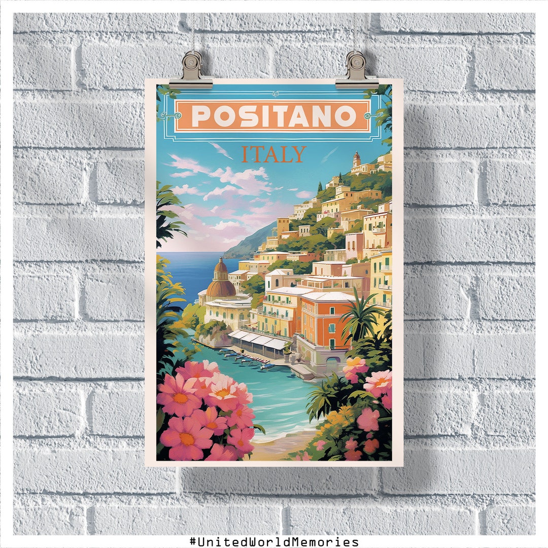 Positano Poster, Amalfi Travel Poster, Italy Poster, Amalfi Wall Art ...