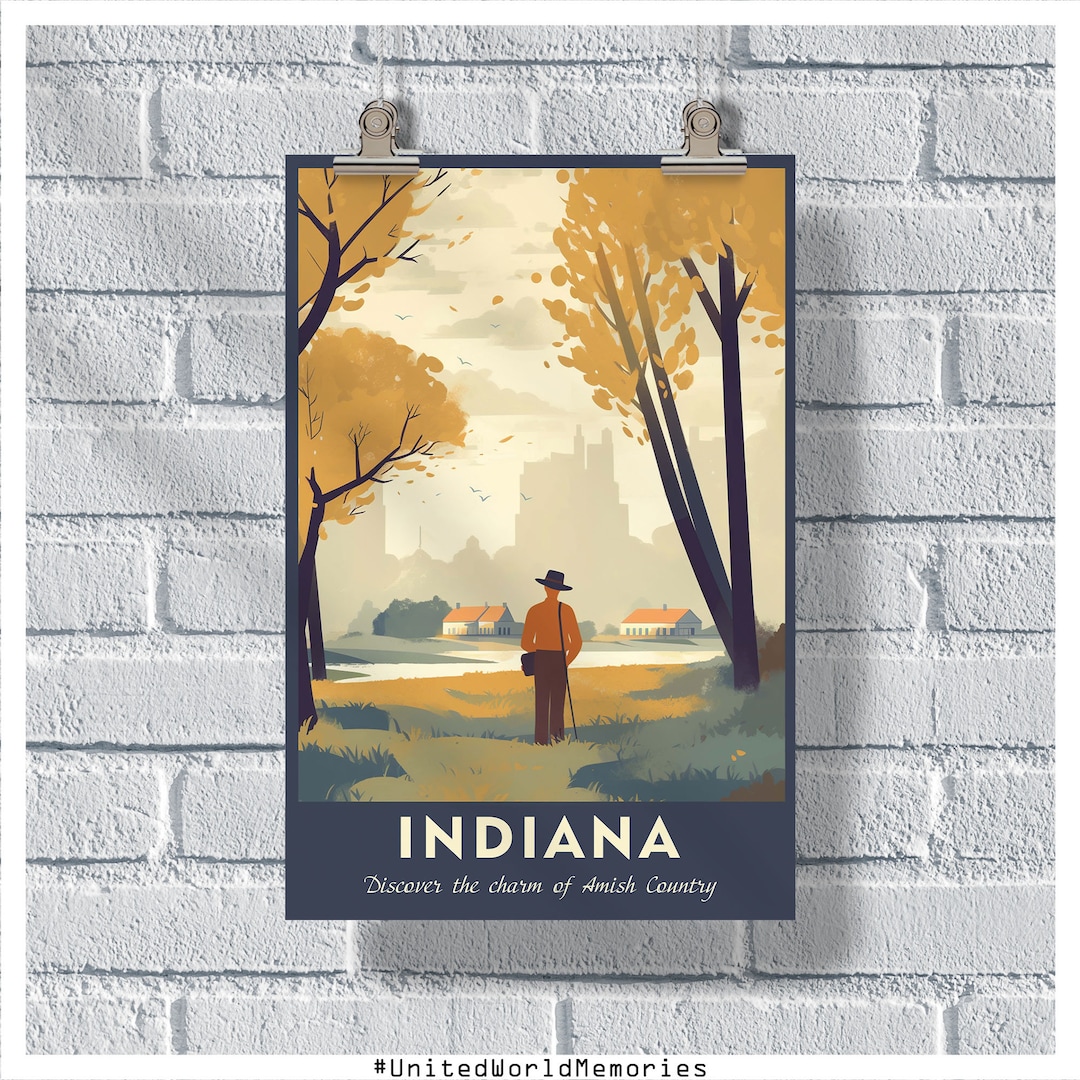 Indiana Travel Poster, Indiana Poster, Indiana Vintage Poster, Wall ...