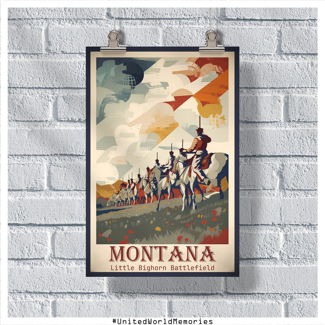 Montana Travel Poster, Little Bighorn Battlefield Poster, Montana ...