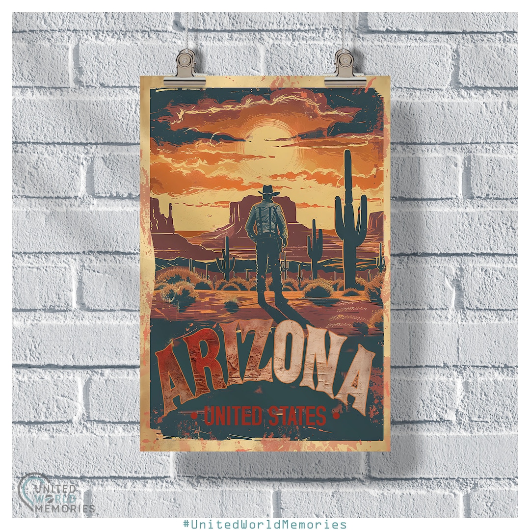 Arizona Vintage Wild West Poster, Arizona USA Vintage Retro Poster ...