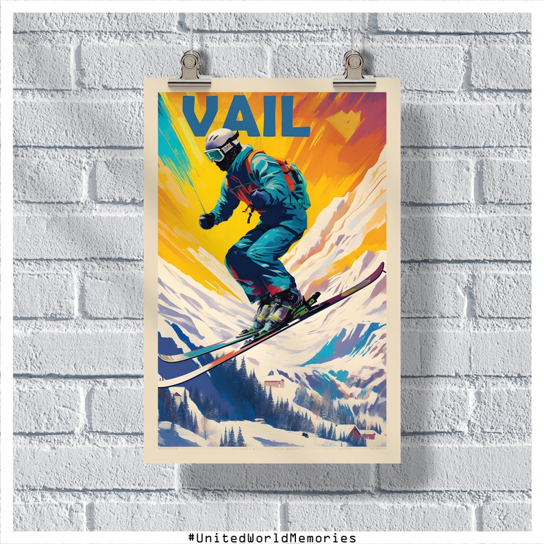 Vail Extreme Poster, Vail Wall Art, USA Ski Resort Print, United States ...