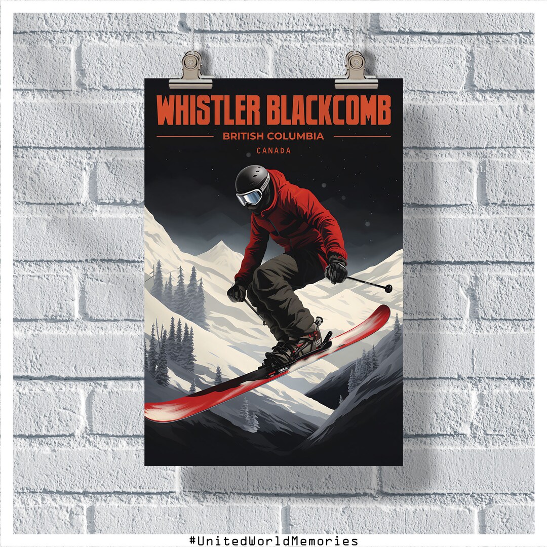 Whistler Blackcomb Monoski Poster, Whistler Blackcomb Ski Resort Print ...