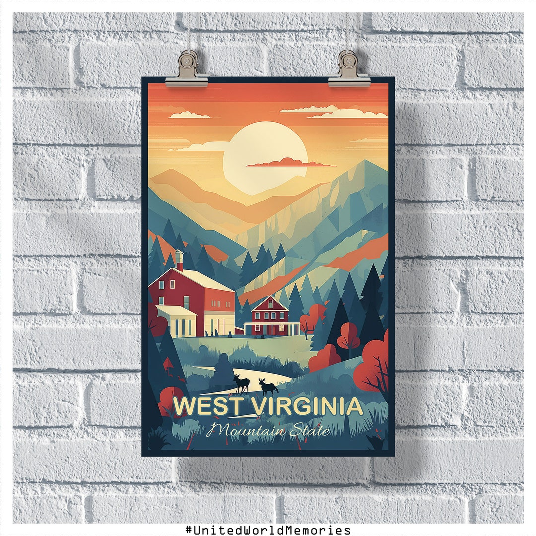 West Virginia Travel Poster, Mountain State Poster, West Virginia ...
