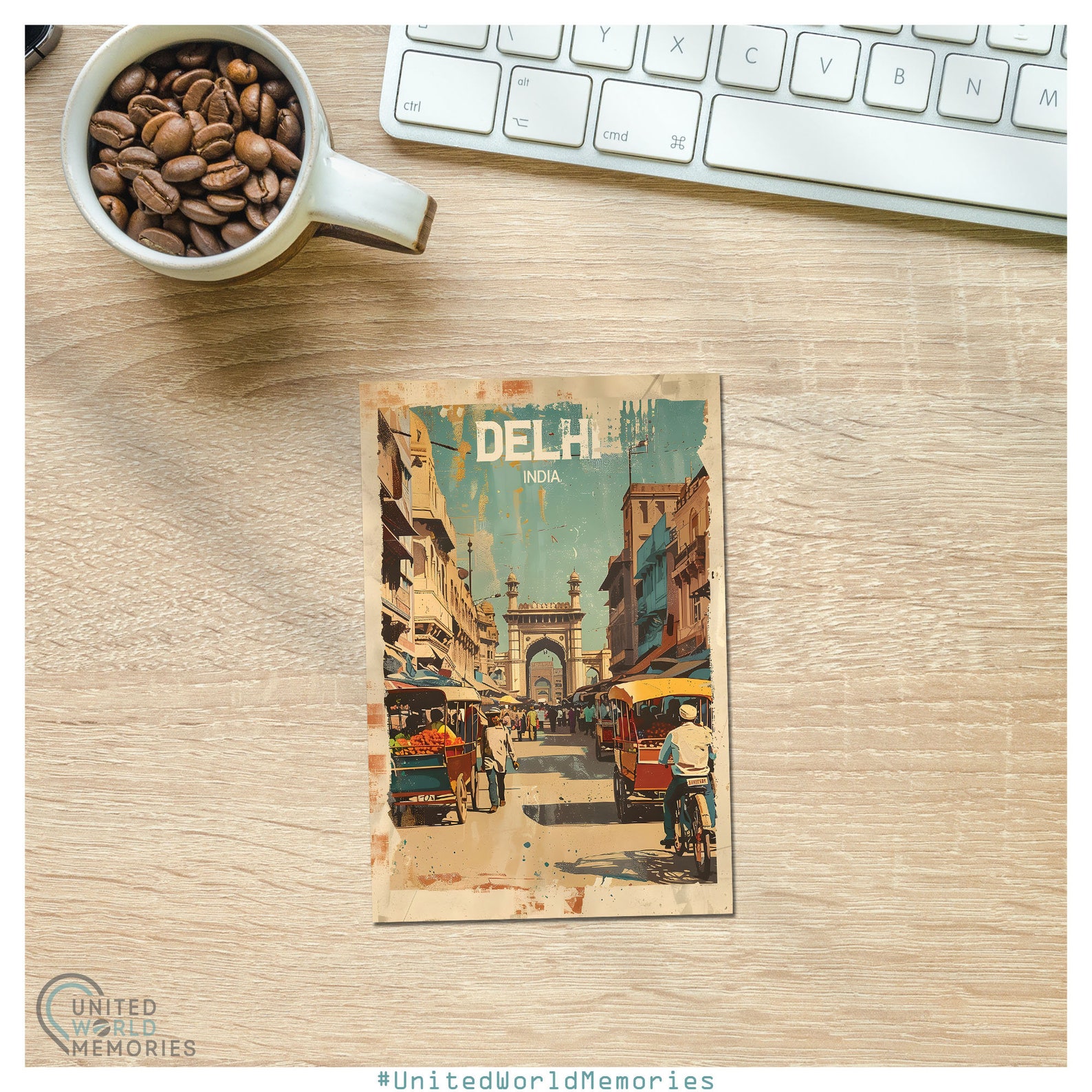 Delhi Vintage Old Delhi Poster, Delhi Travel Print, India Retro Wall ...