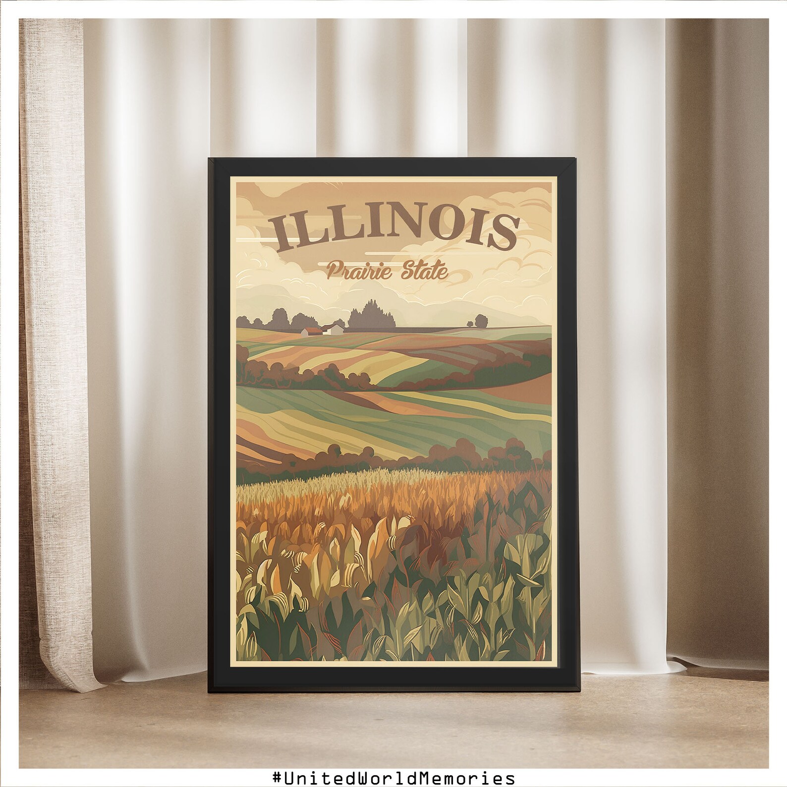 Illinois Travel Poster, Illinois Poster, Illinois Vintage Poster, Wall ...