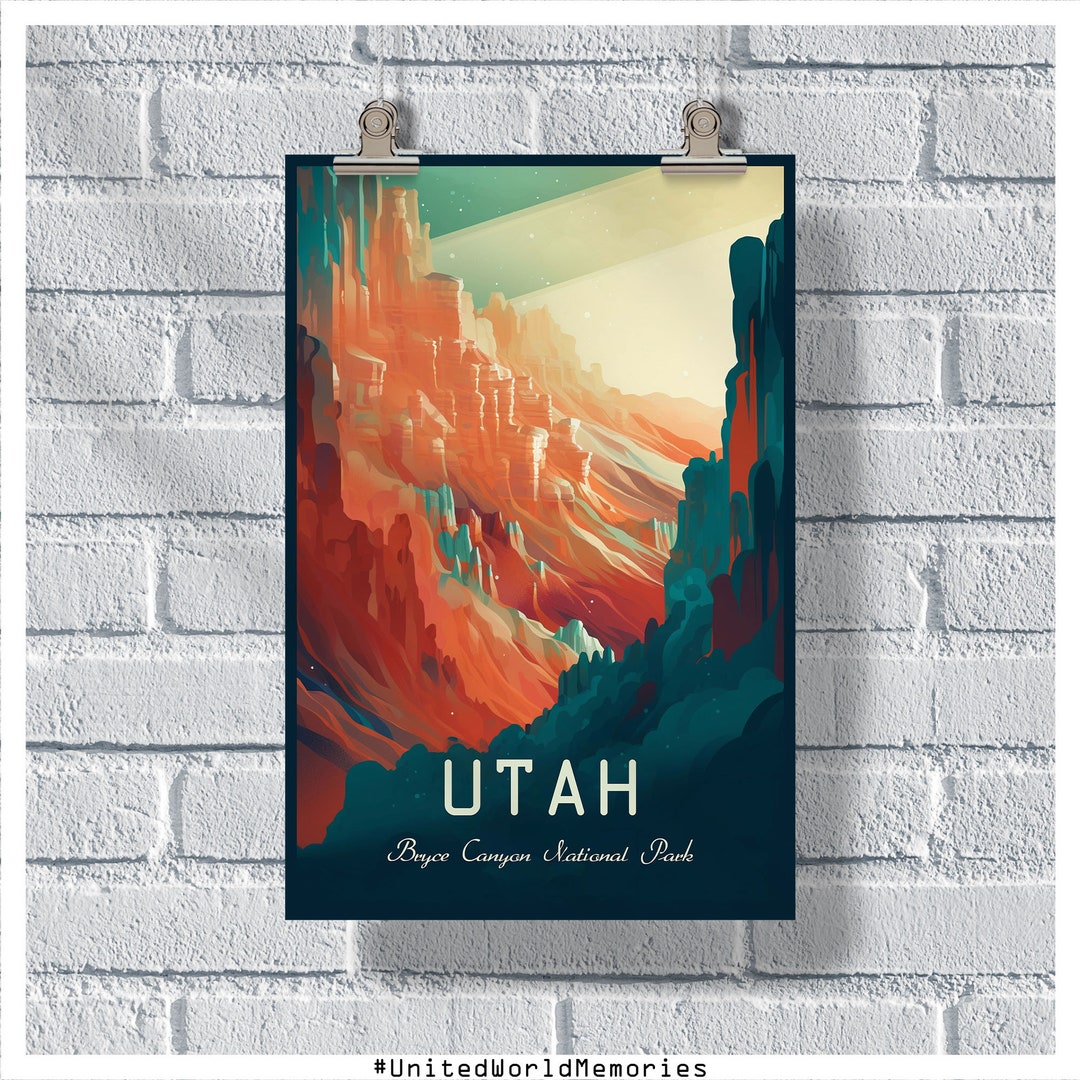 Utah Travel Poster, Bryce Canyon National Park Poster, Utah Vintage ...