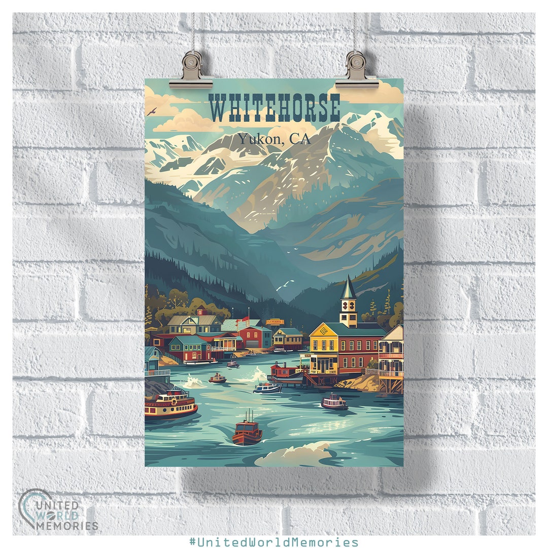 Yukon Retro Whitehorse Poster, Yukon Canada Vintage Retro Print, Nature ...