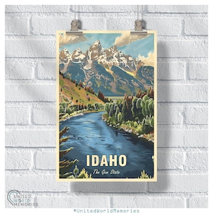 Idaho Gem State Grandeur Poster, Idaho Travel Print, United States ...