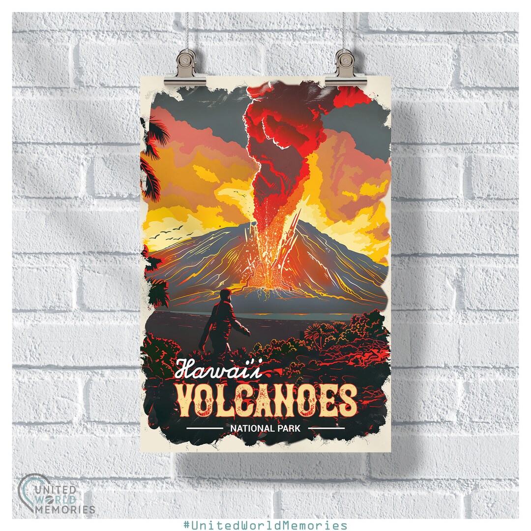 Hawaiʻi Volcanoes National Park Erupting Majesty Poster, Hawaiʻi Volcanoes Prints, National ...