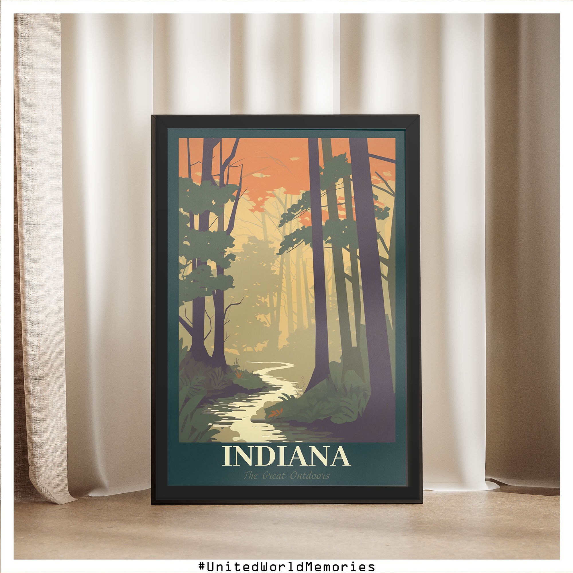 Indiana Travel Poster, Indiana Poster, Indiana Vintage Poster, Wall ...