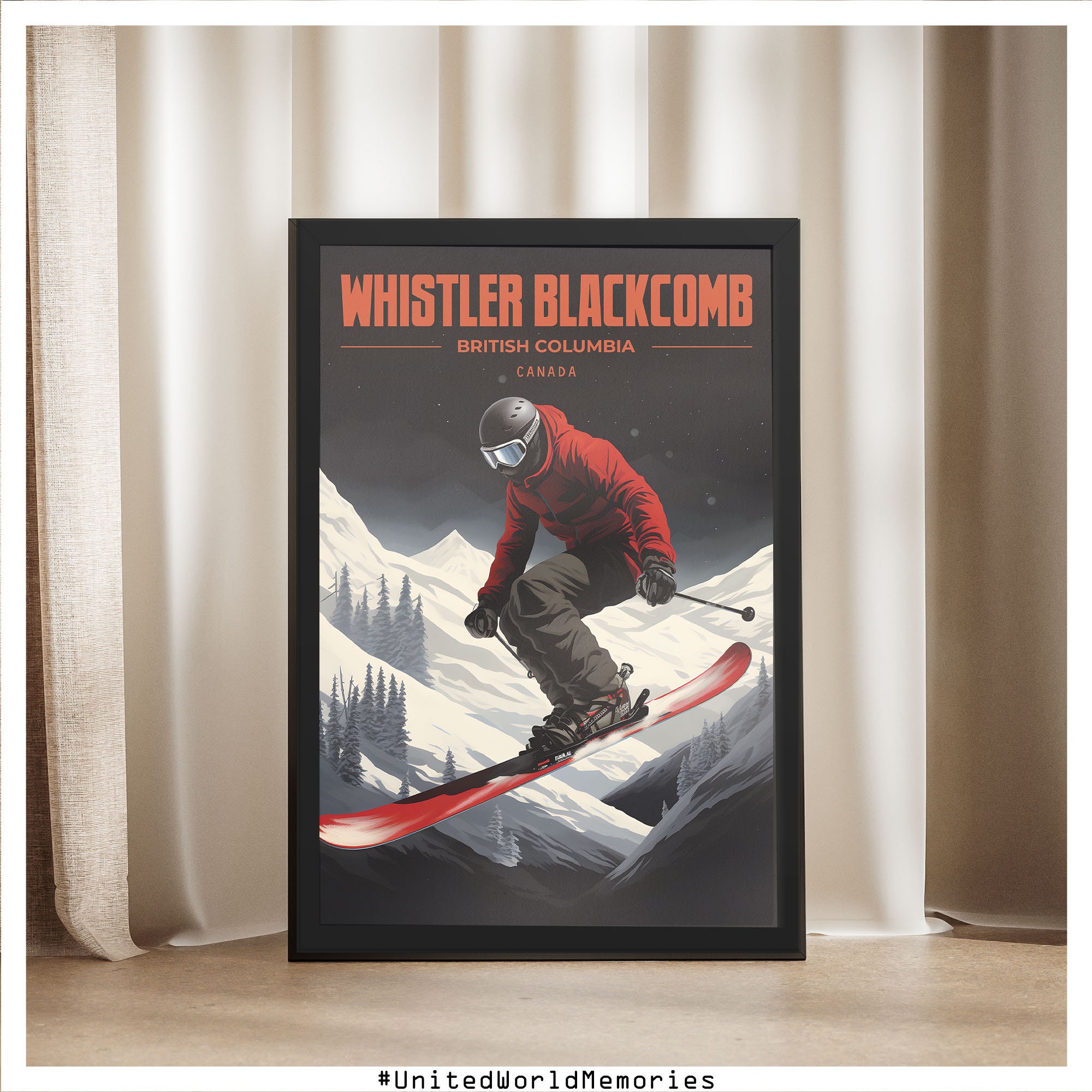Whistler Blackcomb Monoski Poster, Whistler Blackcomb Ski Resort Print ...