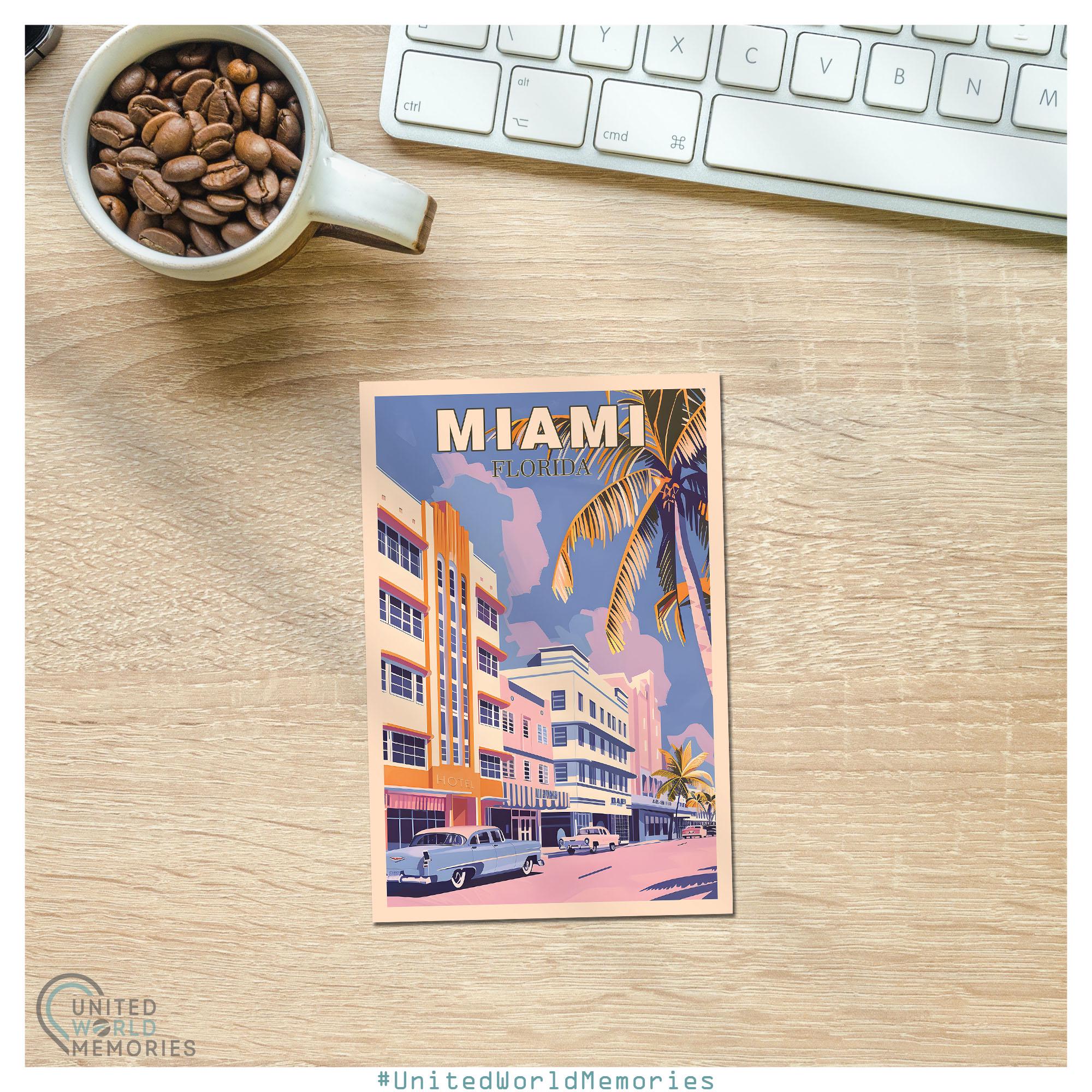 Miami Art Deco Glamour Poster, United States Travel Poster, Miami ...