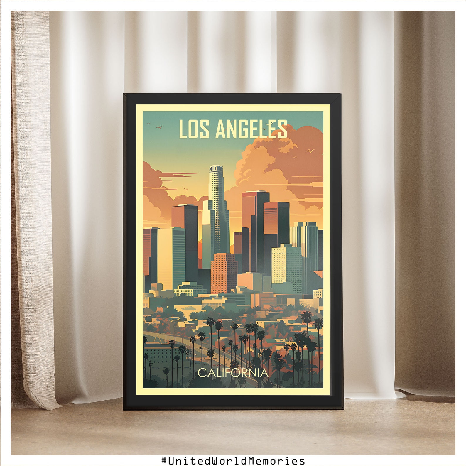Los Angeles Downtown LA Skyline Poster, United States Poster, Los ...