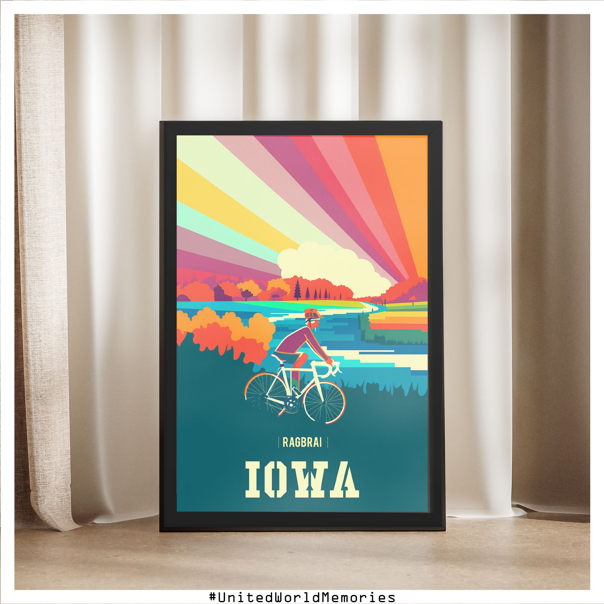 Iowa Travel Poster, RAGBRAI Poster, Iowa Vintage Poster, Wall Decor ...